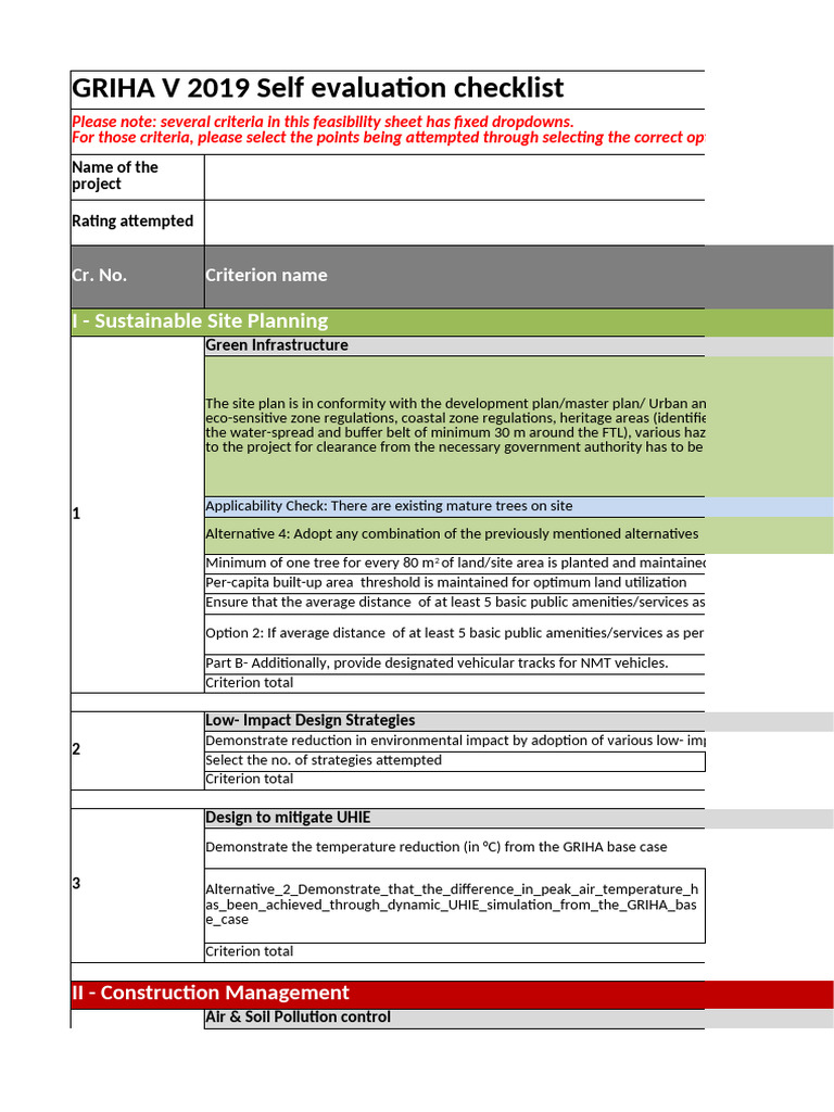 GRIHA V 2019 Self-Evaluation Checklist | PDF | Chlorofluorocarbon ...