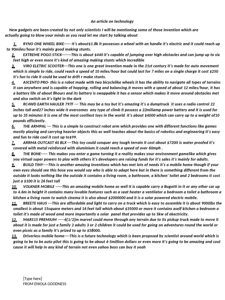 An Article On Technology I | PDF