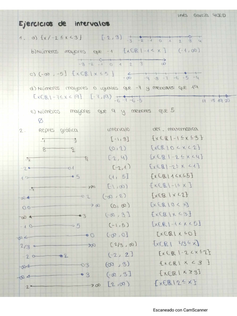 Ejercicios de Intervalos | PDF