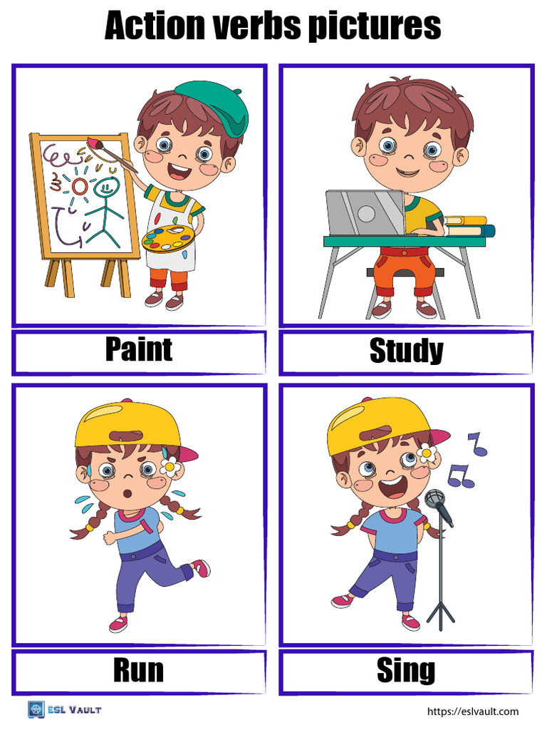 Printable Action Verbs Pictures PDF 2 | PDF
