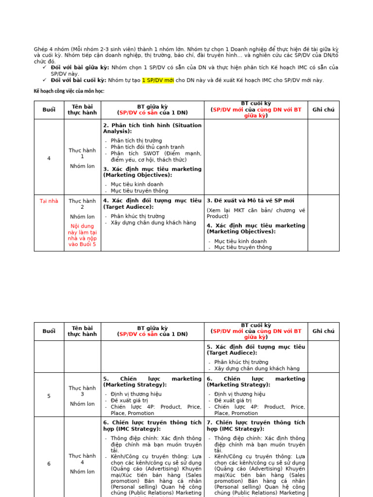 Ke Hoach Thuc Hanh BT GK Va CK (E-LEARNING) N | PDF