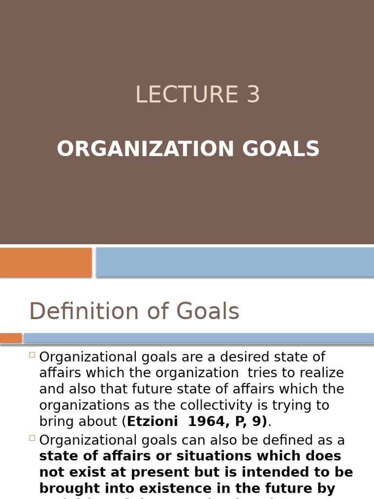Lecture 3 ORGANIZATIONAL GOALS | PDF | Goal | System