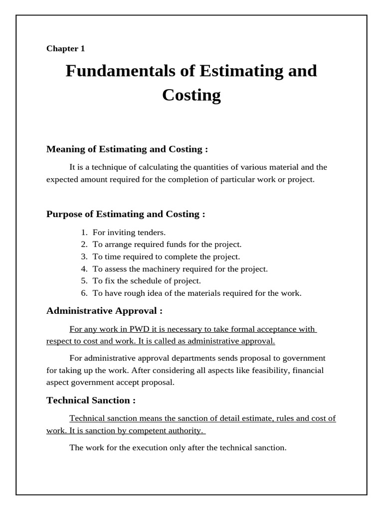Estimating & Costing | PDF