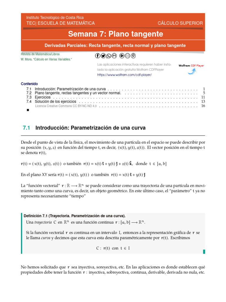 Curshfjfo Virtual Semana 7 CS SEMANA7 RectaTangenteNormalyPlanoTangente | PDF | Curva | Velocidad