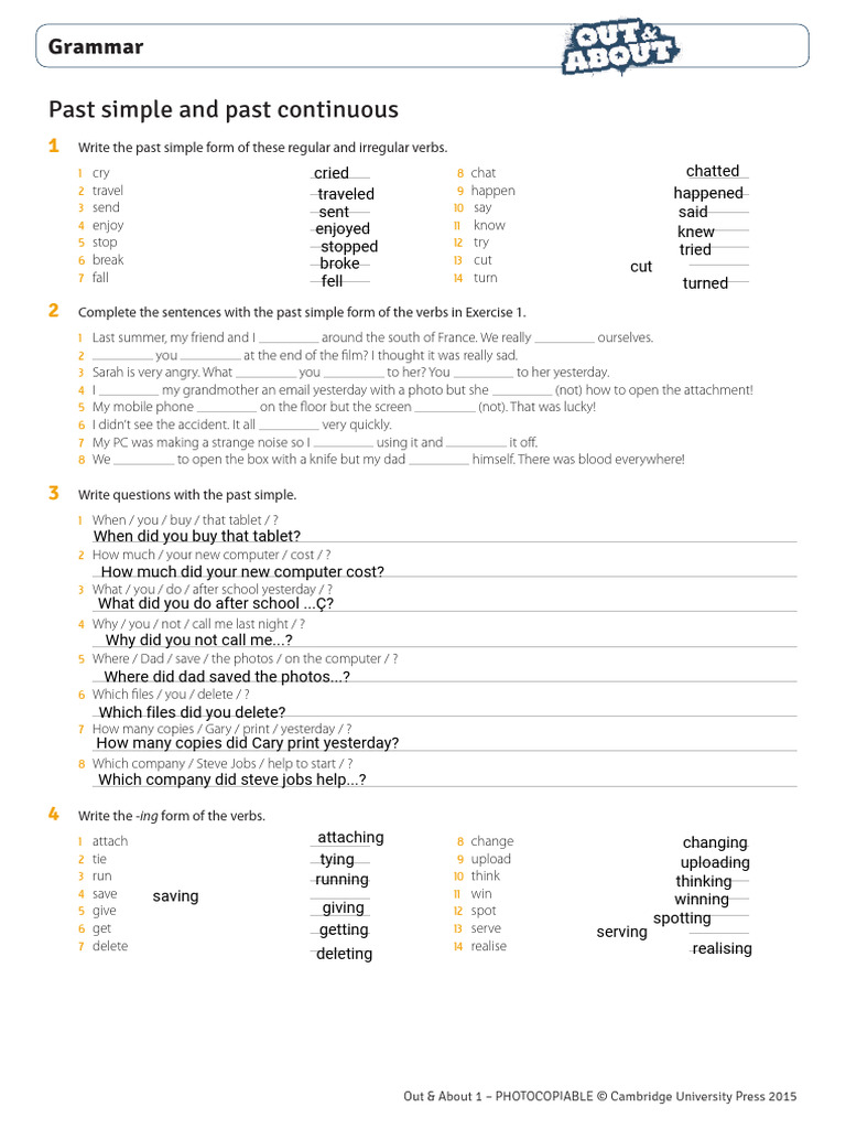 OA1 Grammar Worksheets Final | PDF