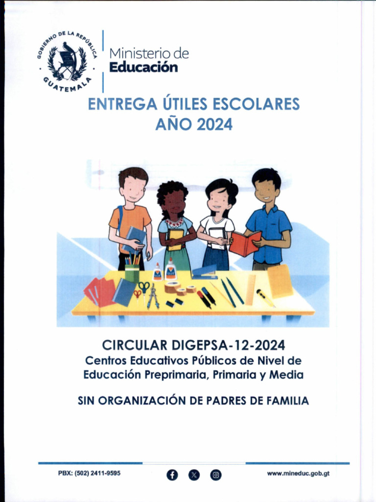 Circular Digepsa-12-2024 Primera Entrega de Utiles Escolares Nivel Preprimaria Primaria y Media ...