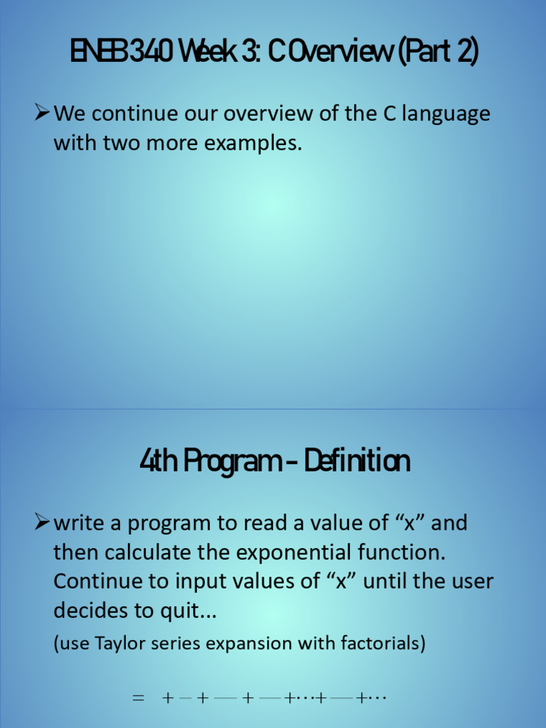 ENEB340 Week03 C Overview | PDF | Exponential Function | Computer Science