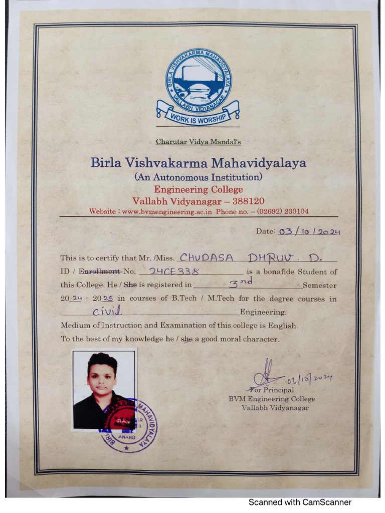 Bonafied Dhruv BVM | PDF