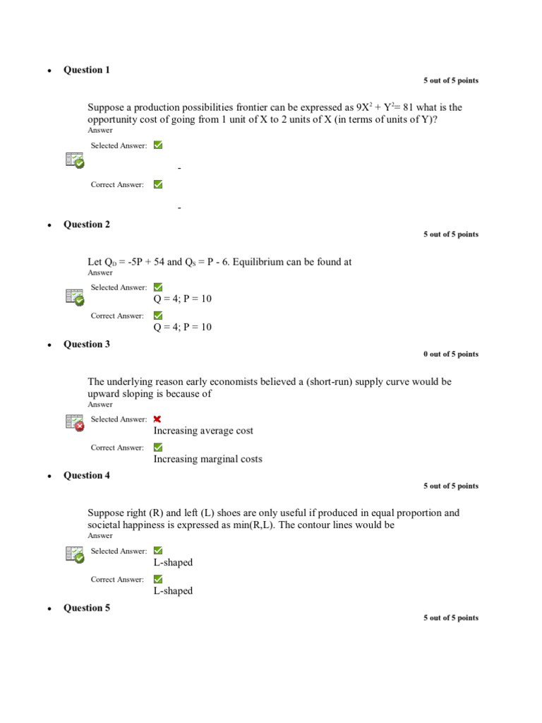 Microeconomics Quiz Practice Guide | PDF | Utility | Economics
