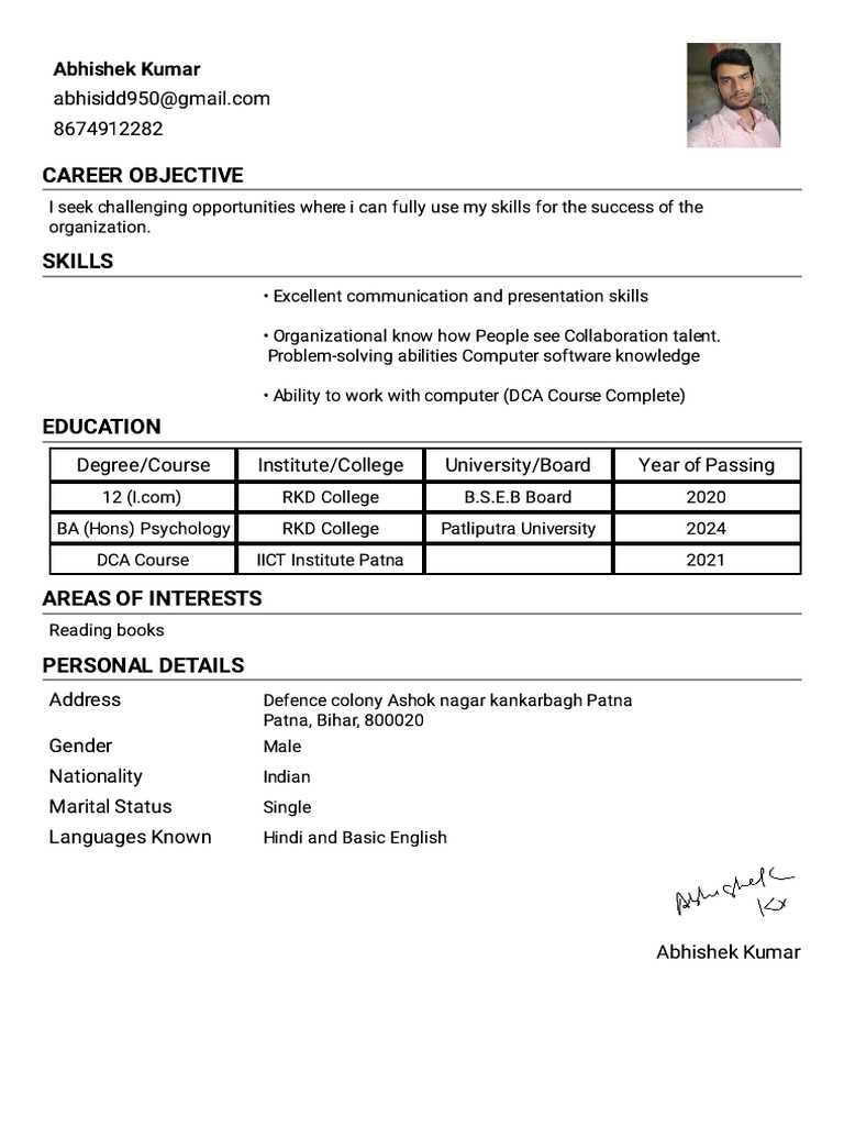 Resume Abhishek Kumar Format1 | PDF