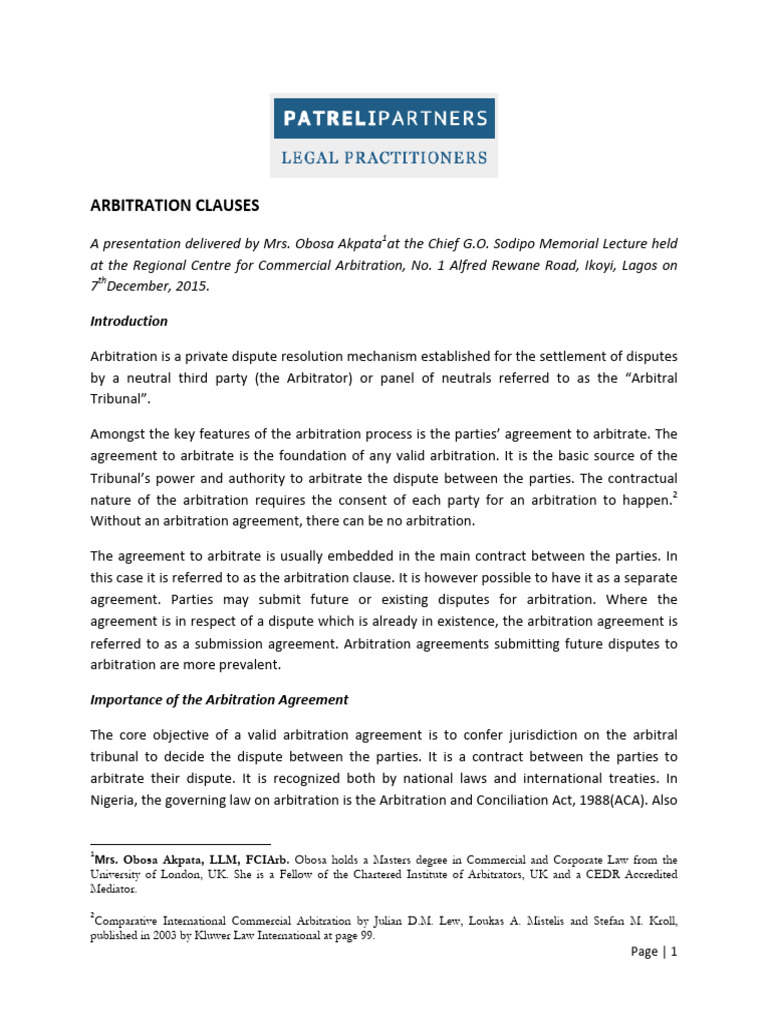 Arbitration Clauses | PDF | Arbitration | Arbitration Clause
