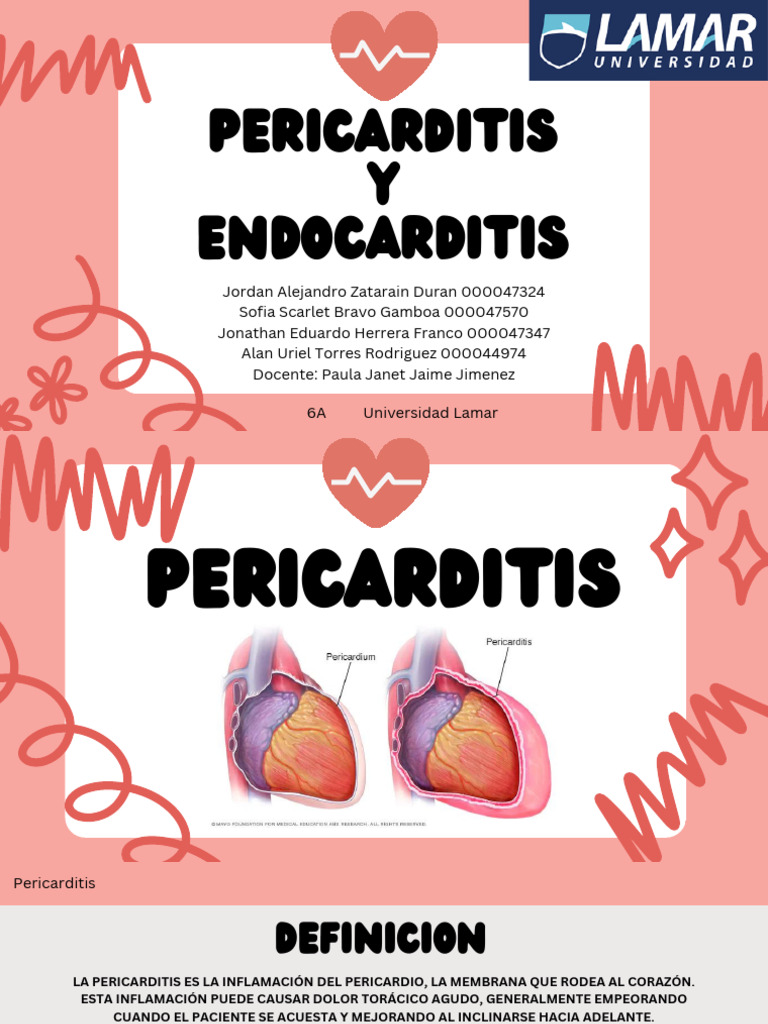Pericarditis y Endocarditis - Equipo2 | PDF | Especialidades Medicas ...