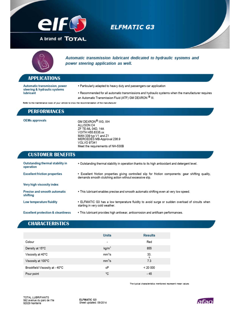 Elf - Elfmatic G3 - Fuc - 201409 - en | PDF | Vehicle Technology | Mechanical Engineering
