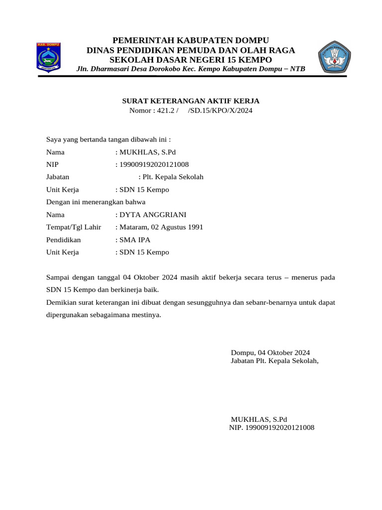 Surat Keterangan Pengalaman Kerja | PDF