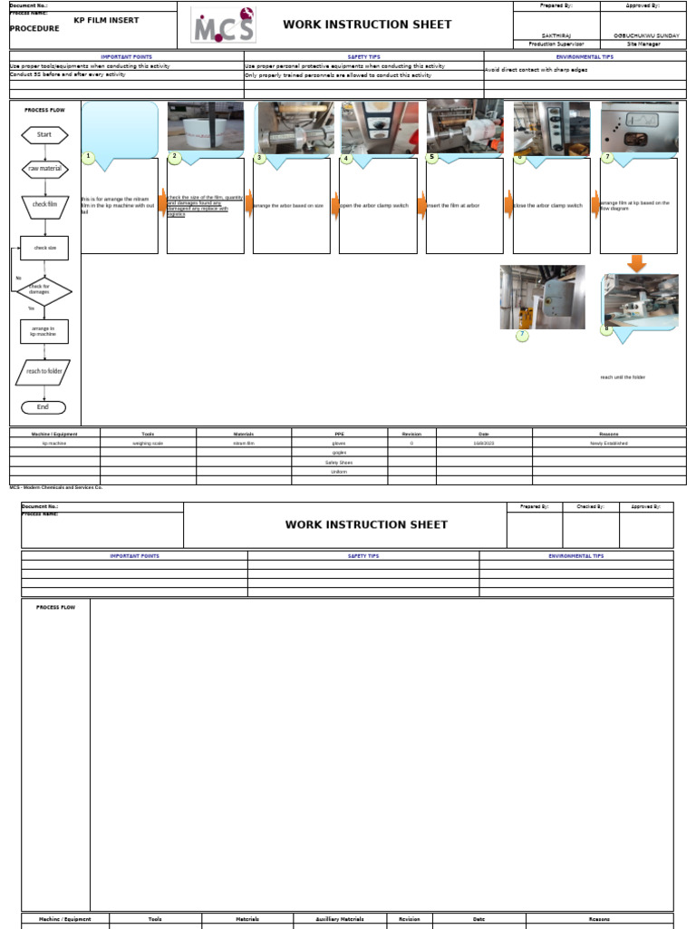 KP Film Insertion Work Instructions | PDF | Personal Protective Equipment
