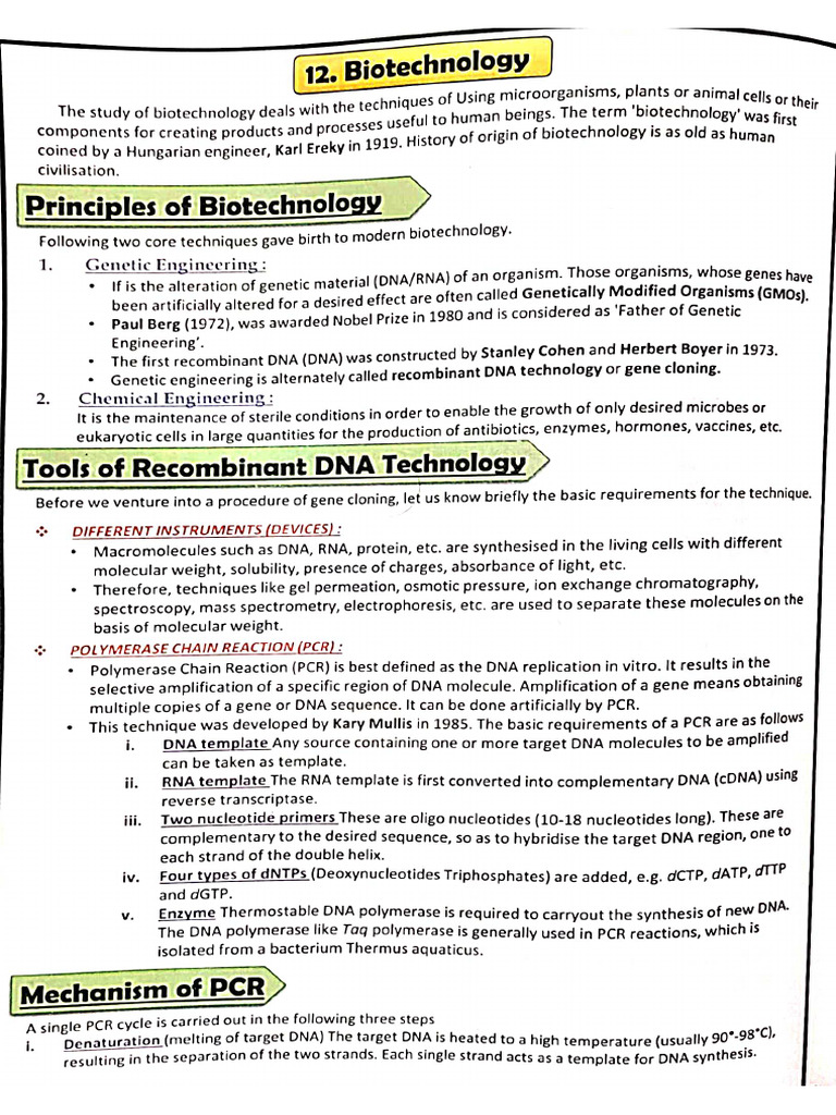 Biotechnology Class 12 | PDF