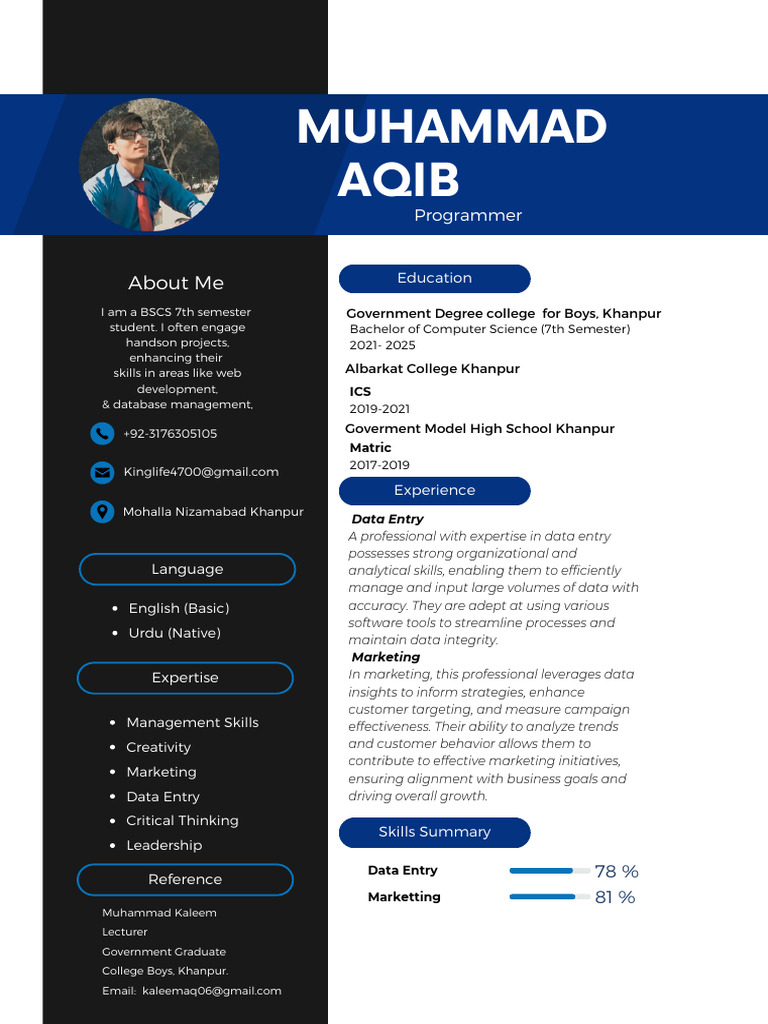 Aqib CV New | PDF | Career & Growth