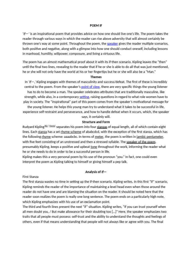 POEM IF | PDF | Poetry | Poetics