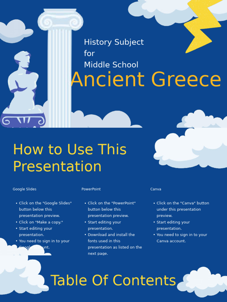 History Subject For Middle School Ancient Greece Blue and White ...