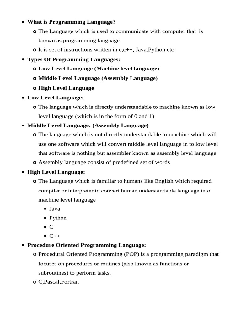 Programming Language Fundamentals | PDF | Application Software | Object Oriented Programming