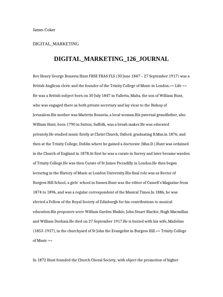 Digital Marketing 126 Journal | PDF | Church Organization