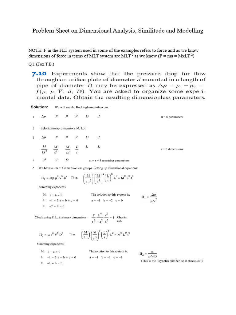 Dimensional Analysis and Modelling Problems | PDF | Science & Mathematics