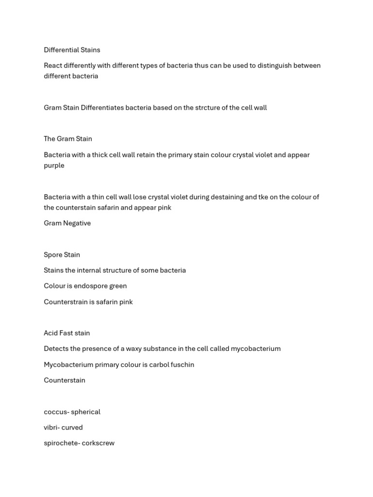 Microbiology Stains Review Pdf Bacteria Staining