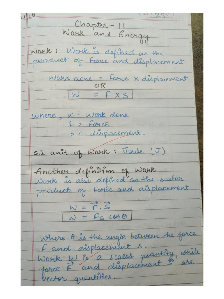 Work and Energy Written Notes | PDF