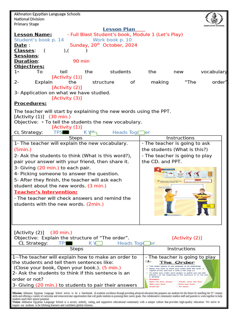 Lesson Plan W. 5 D 1 | PDF | Teachers | Cognitive Science
