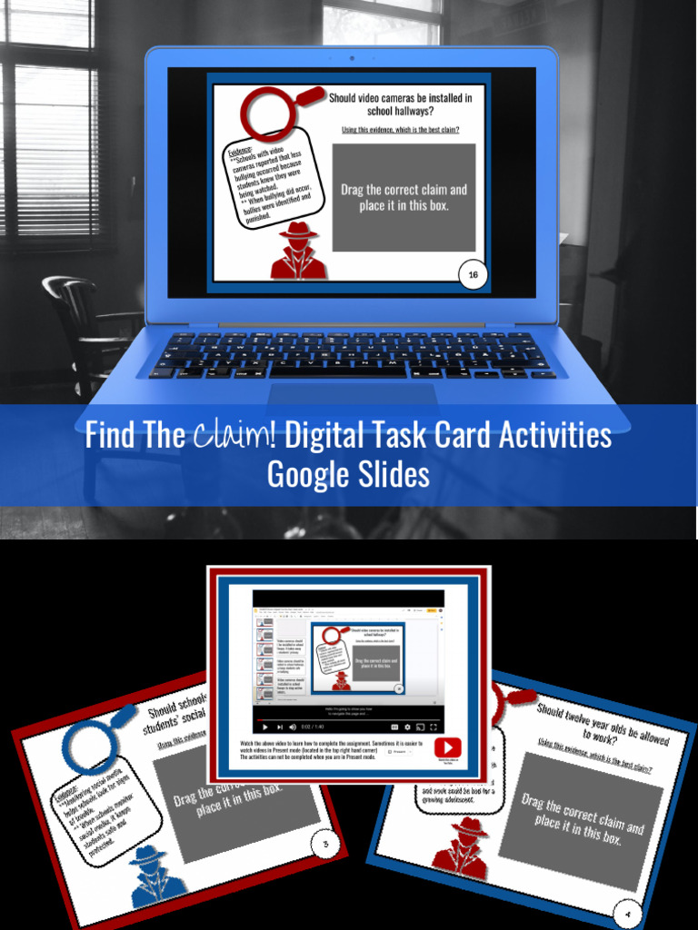 6 - Find The Claim! Digital Task Card Activities Google Slides and ...