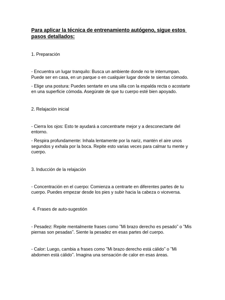 Guía de Entrenamiento Autógeno Paso a Paso | PDF | Relaciones ...