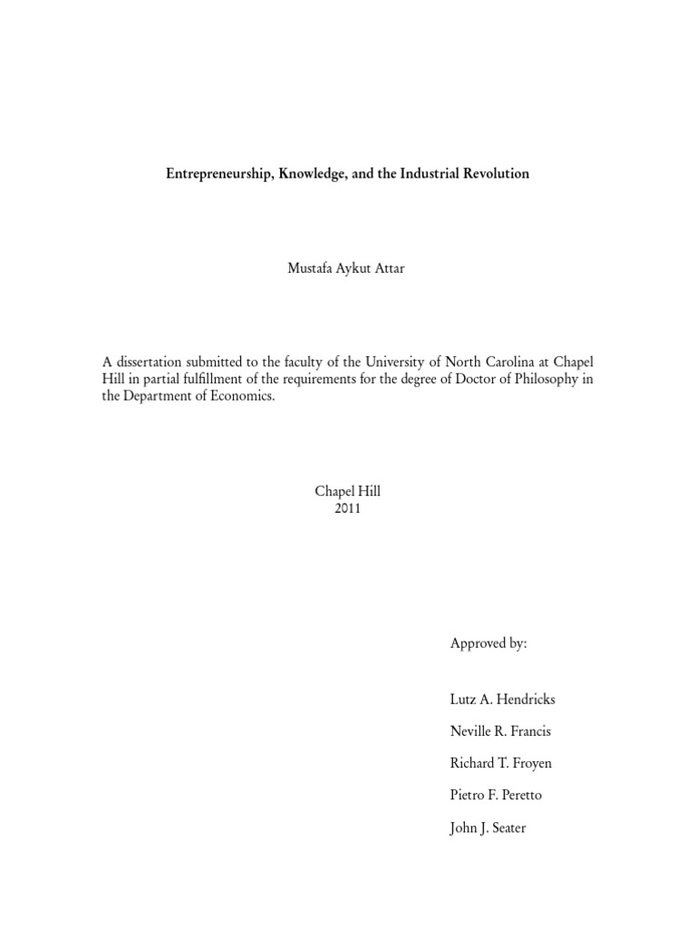 Entrepreneurship, Knowledge, and The Industrial Revolution | PDF ...