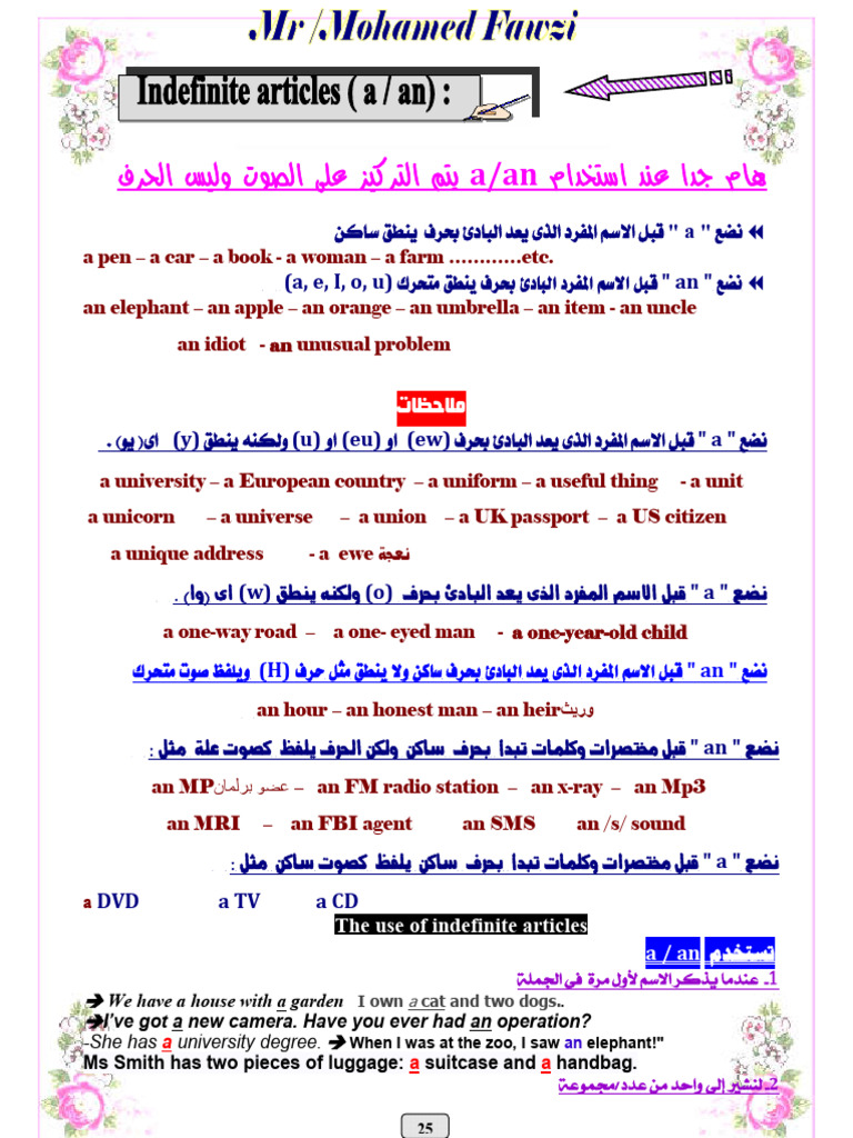 Grammar Articles | PDF | Dinner