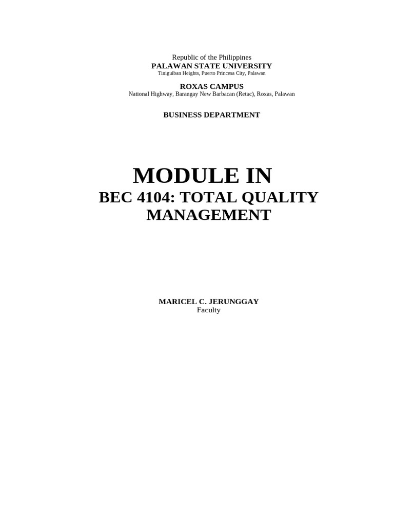 Module 1 Total Quality Management | PDF | Quality (Business) | Quality ...