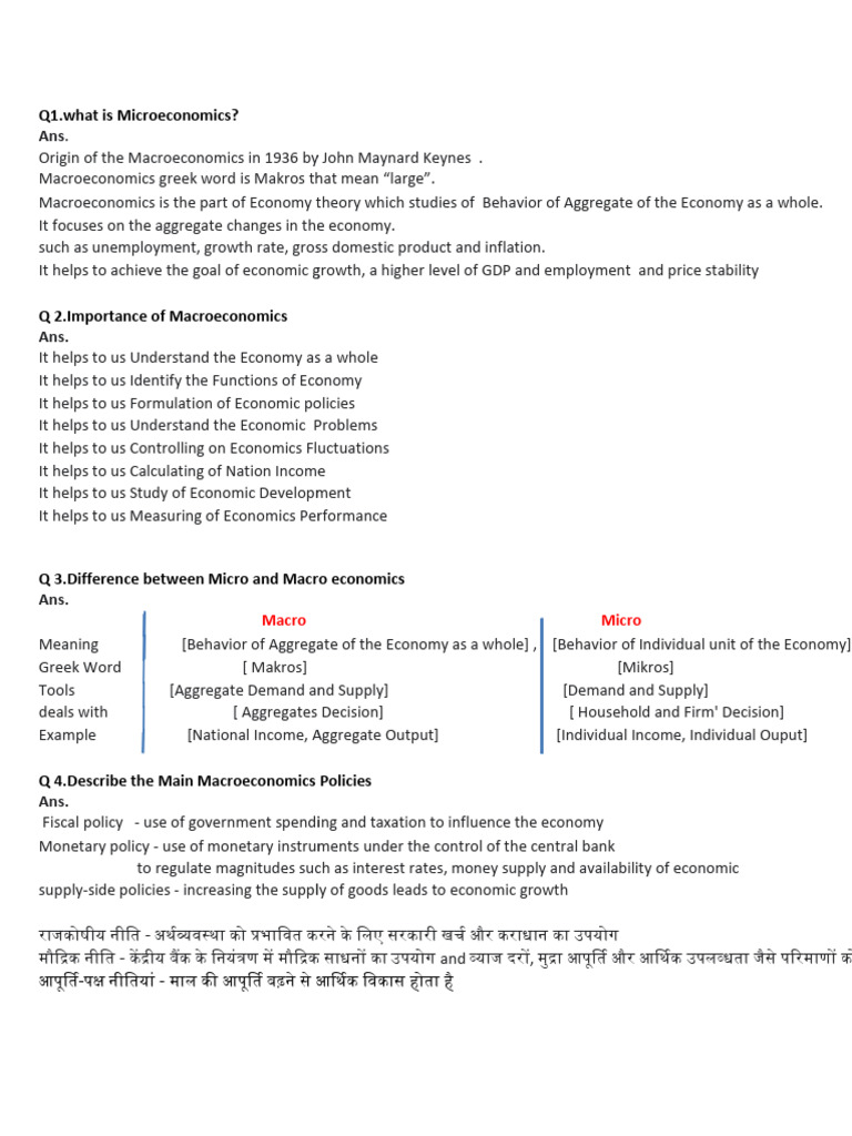 Short Notes of Macroeconomics | PDF | Money Supply | Macroeconomics