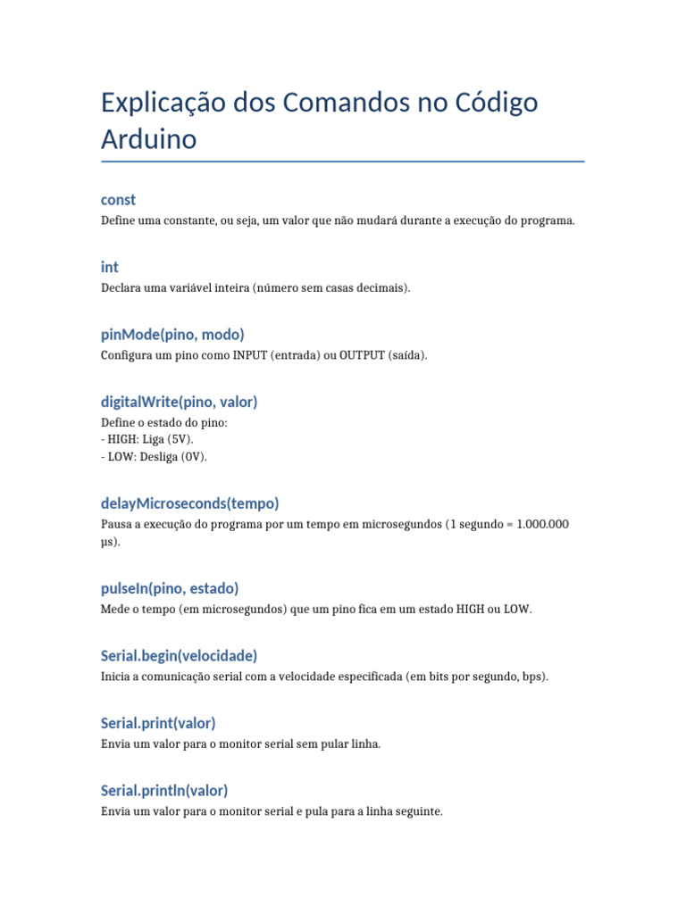 Explicacao Comandos Arduino Pdf