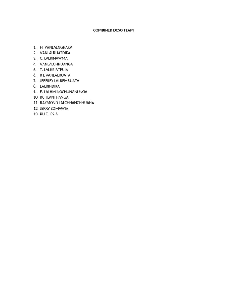Combined Dcso Team | PDF