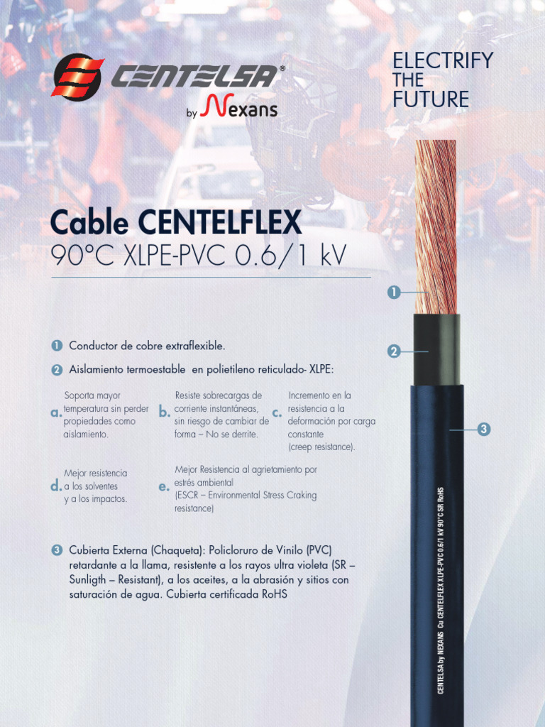 Cable CENTELFLEX XLPE-PVC 90°C | PDF | Aislador (Electricidad) | Cobre