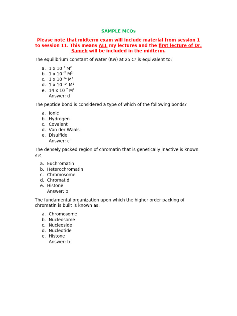 Sample MCQs | PDF