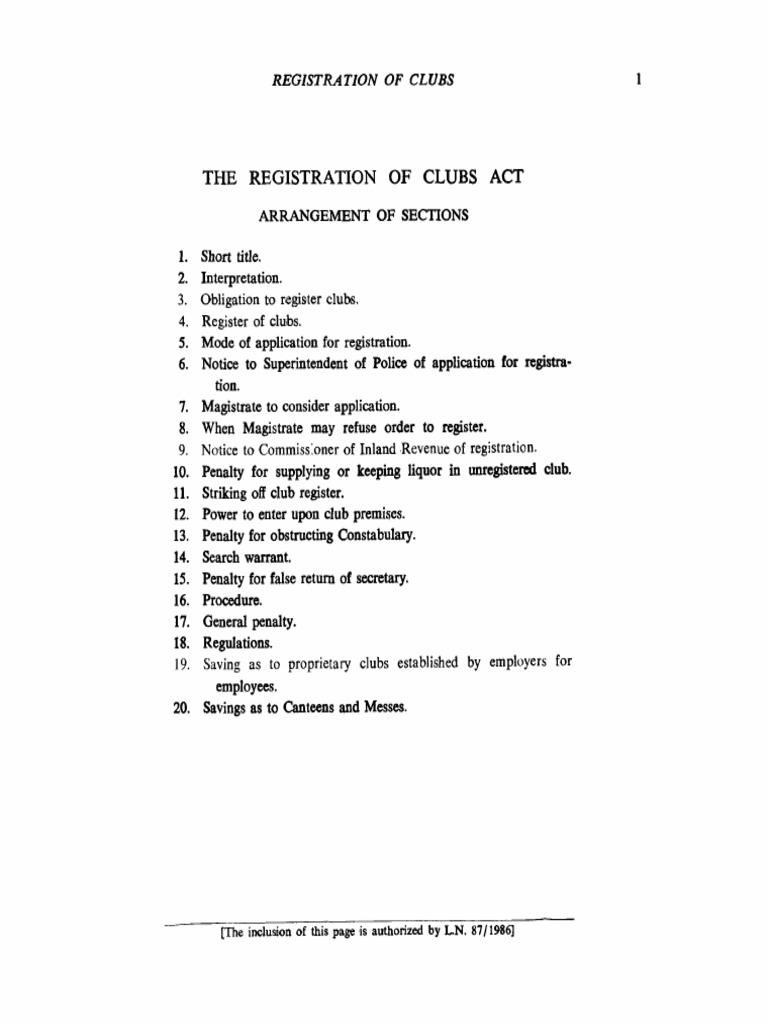Registration of Clubs Act | PDF | Search Warrant | Justice
