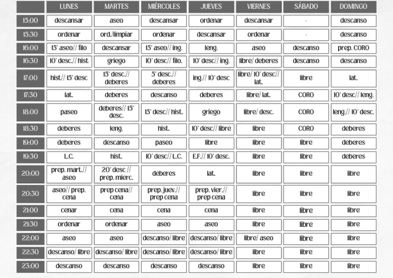 Weekly Schedule in Simple Pastel Watercolour Style | PDF | Estudios de ...