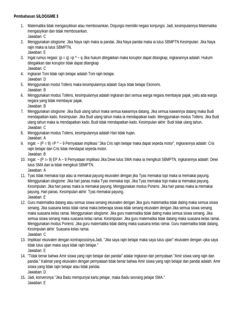 Pembahasan SILOGISME 3 | PDF | Kajian Bahasa Asing