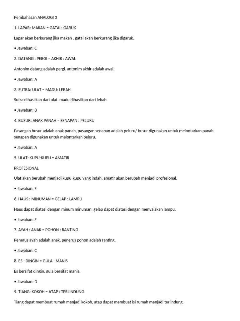 Pembahasan ANALOGI 3 | PDF