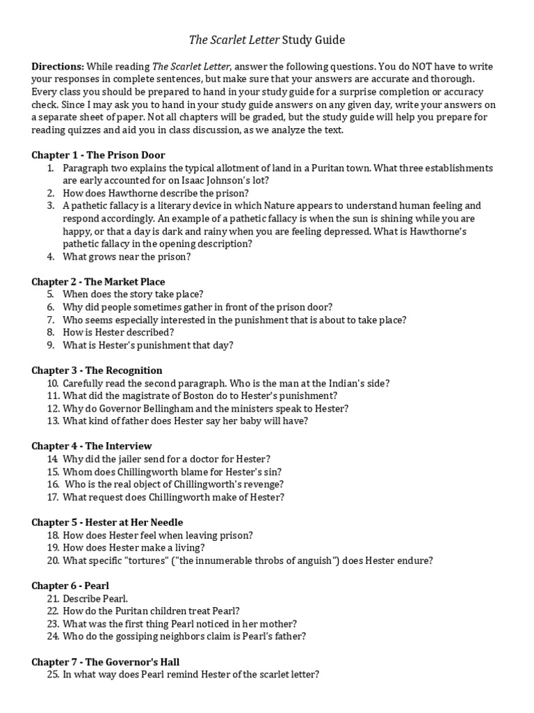 Scarlet Letter Study Guide | PDF | The Scarlet Letter
