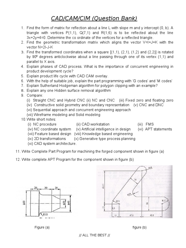 CAD CAM Question Bank | PDF | Computer Aided Design | 2 D Computer Graphics