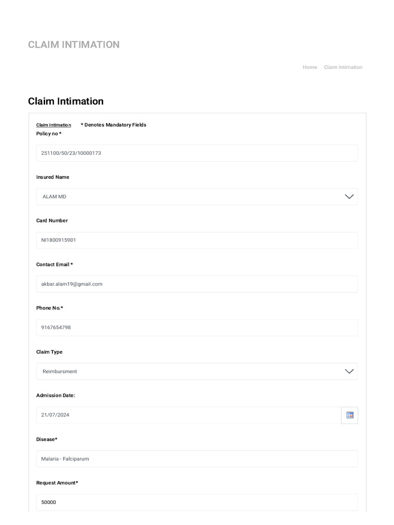 Safewaytpa - in Claim Intimation Web - Aspx | PDF