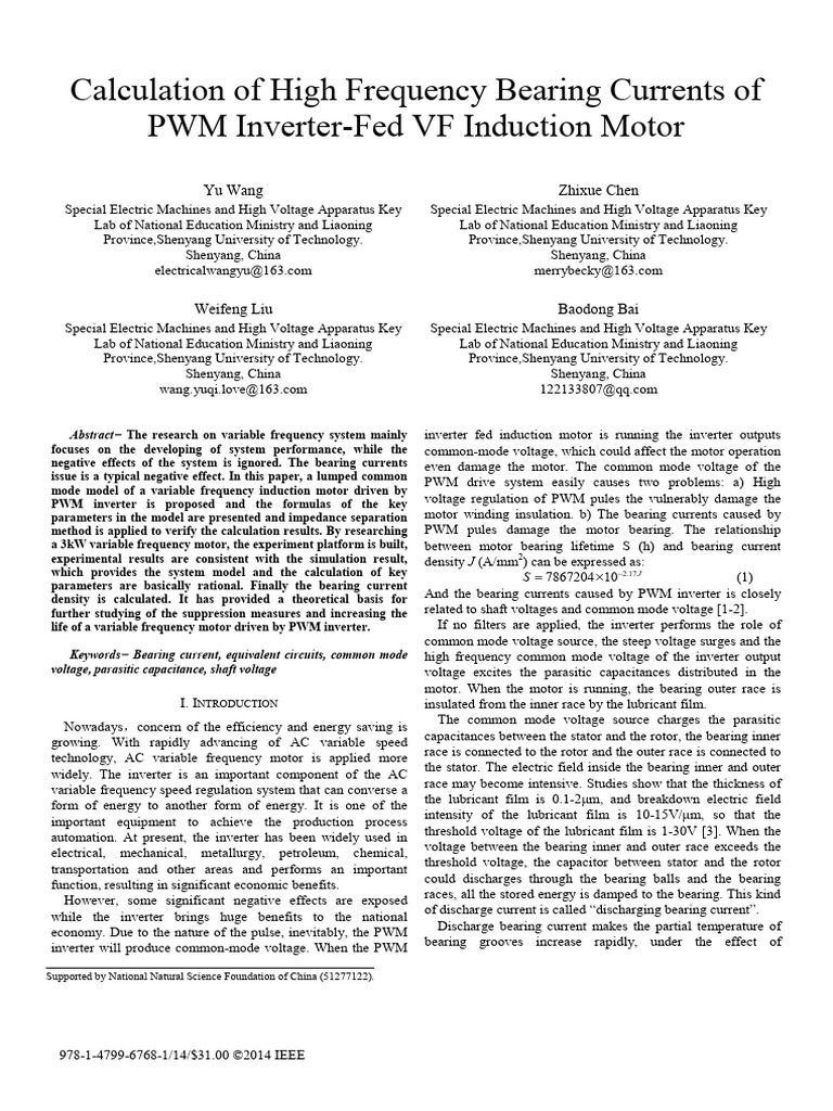 High Frequency Bearing Currents in Motors | PDF | Power Inverter ...