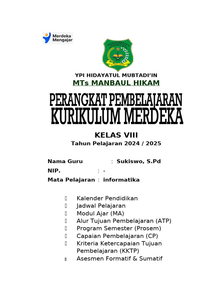 Cover Perangkat Kurikulum Merdeka | PDF