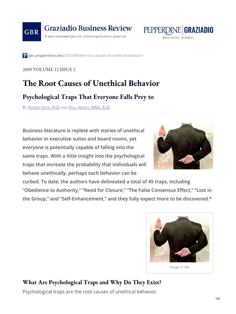 Root Causes of Unethical Behavior | PDF | Behavioural Sciences | Social ...
