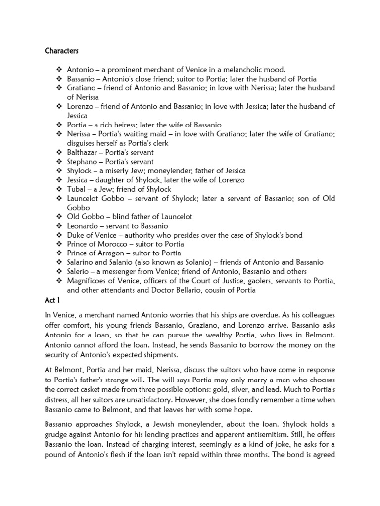 6.2 The Merchant of Venice Act Wise Summary | PDF | The Merchant Of Venice | Shylock